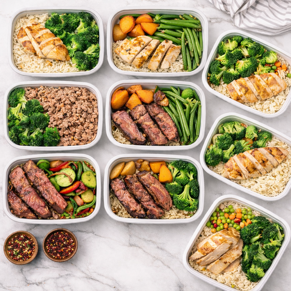 High-Protein Meal Prep Starter Kit (Chicken, Turkey, Beef & Sirloin St